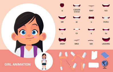 Cartoon mouth animation lip sync set Royalty Free Vector