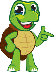 Funny cartoon turtle mascot delivering the package