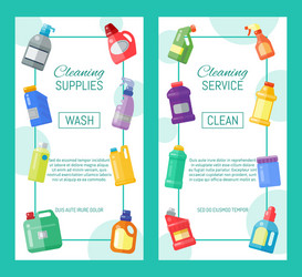 Cleaning products poster household bottle plastic Vector Image