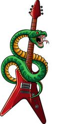 Monochromatic guitar with snake on white Vector Image