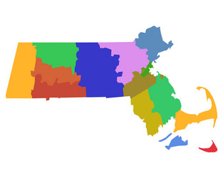 Map of Massachusetts by Counties Vector Images (over 320)