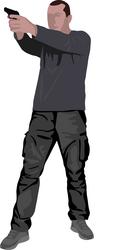 Man with handgun aiming at target shooting Vector Image