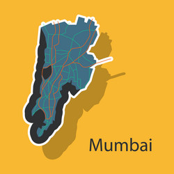 Sticker map of mumbai Royalty Free Vector Image