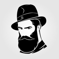 Bearded handsome men in a fedora hat Royalty Free Vector