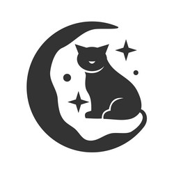 Cat staring at moon logo Royalty Free Vector Image