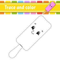 Trace and color for kids ice cream Royalty Free Vector Image