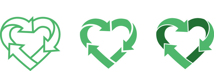 Green heart shape recycle icon recycling rotation Vector Image