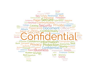 Word cloud background concept for confidential Vector Image