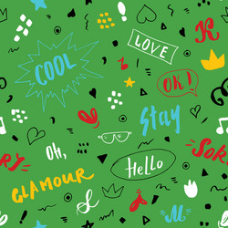 Doodle seamless pattern hand drawn pop art signs Vector Image
