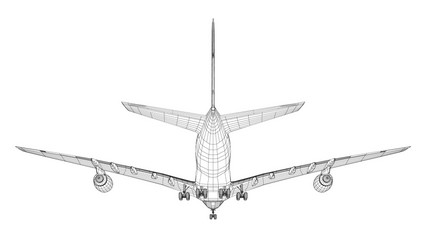 Drawing of airplane rear view Royalty Free Vector Image
