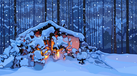 Cartoon dilapidated hut yellow stone Royalty Free Vector