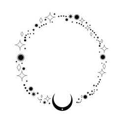 Set celestial frames borders line art esoteric Vector Image
