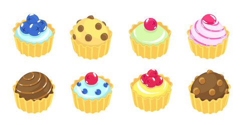 Sweets candy cakes icons set cartoon style Vector Image