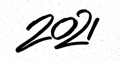 Set new year 2021 calligraphy numbers Royalty Free Vector