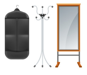 Changing room with full length mirror and cloth Vector Image