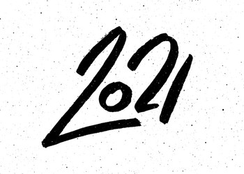 Set new year 2021 calligraphy numbers Royalty Free Vector