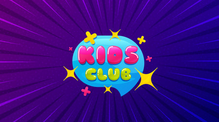 Kids club banner fun playing zone sticker Vector Image