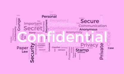 Word cloud background concept for confidential Vector Image