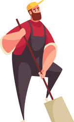 Construction worker flat composition Royalty Free Vector