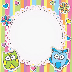 Round frame with cartoon owls Royalty Free Vector Image