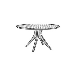 Wooden round table line art creative design Vector Image