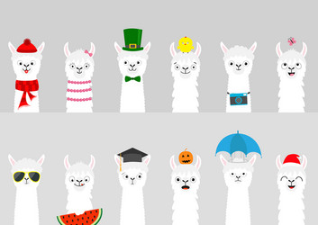 Cute christmas snowman set flat Royalty Free Vector Image