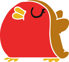 Cartoon cute kawaii red robin Royalty Free Vector Image