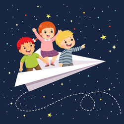 Kids Flying Airplane Vector Images (over 3,000)