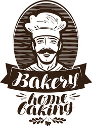 Bakery bakeshop logo or label home baking bread Vector Image