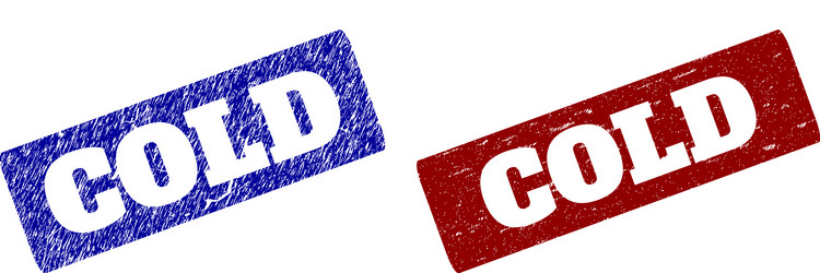 Cold blue and red rectangle stamp seals Royalty Free Vector