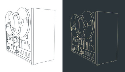 Reel to tape recorder sketch Royalty Free Vector Image