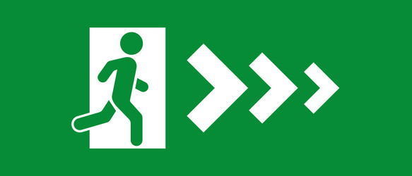 Emergency exit line escape sign with arrow exit Vector Image