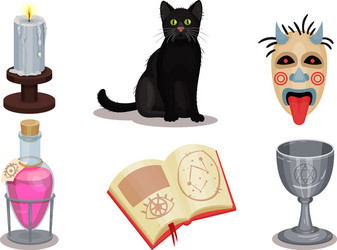 Magic and wizardry objects elements set Royalty Free Vector