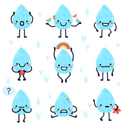 Cute smiling happy water drop Royalty Free Vector Image