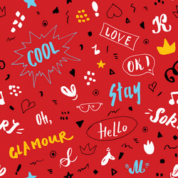 Doodle seamless pattern hand drawn pop art signs Vector Image