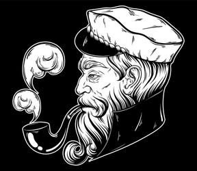 Hand drawn of captain with pipe tattoo artwork Vector Image