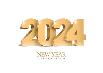 Gold text design 2024 golden 3d numbers Royalty Free Vector