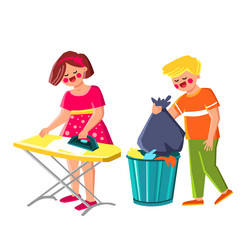 Multitasking kid boy Royalty Free Vector Image