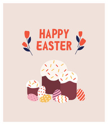 Festive greeting card template with happy easter Vector Image