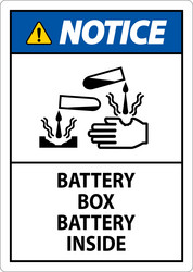 Notice battery box battery inside sign with symbol