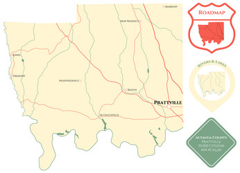 Map of autauga county in alabama Royalty Free Vector Image