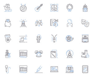 Ingenious line icons collection inventive Vector Image
