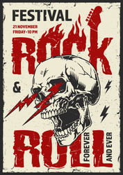 Rock and roll colorful poster Royalty Free Vector Image