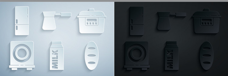 Set oven slow cooker blender paper package Vector Image