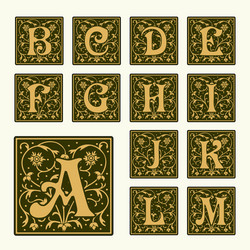 Vintage set capital letters monograms and font Vector Image