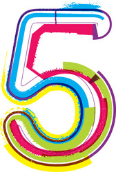 Number 5 in purple neon font Royalty Free Vector Image