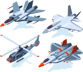 Planes top view jet military aircraft flat Vector Image