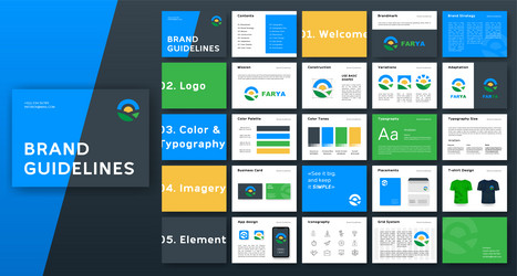 Colored brand guidelines template corporate Vector Image