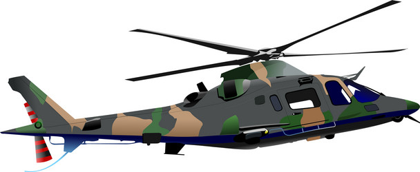 Cartoon military helicopter on white background Vector Image