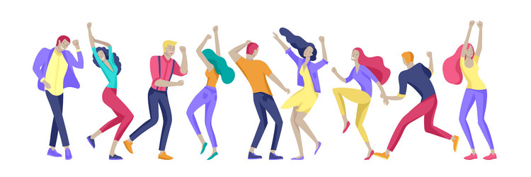 Jumping character in various poses group of young Vector Image